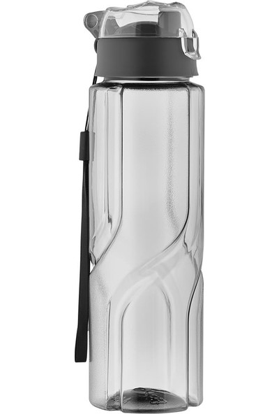 Selka Gri Desenli Şeffaf Plastik Matara