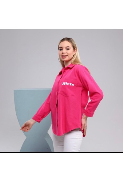 Esb Design Kadın Fuşya Girls Arkasıbeyaz Yazı Baskı Boyfriend Oversize Ceket New Collection Esb Design Kadın Fuşya Girls Arkasıbeyaz Yazı Baskı Boyfriend Oversize Ceket New Collection