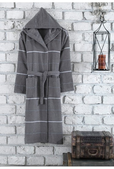 ESMEN Gri Çizgili Kapşonlu