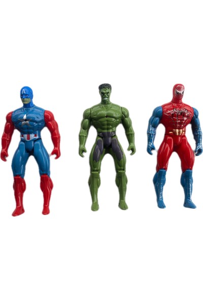 Aydede Oyuncak Avengers Süper Kahraman Hulk,spiderman ve Kaptan Amerika Üçlü Set Işıklı Oyuncak 28CM