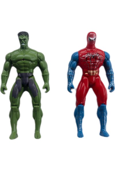 Aydede Oyuncak Avengers Süper Kahraman Hulk ve Spiderman Ikili Set Işıklı Oyuncak 28CM