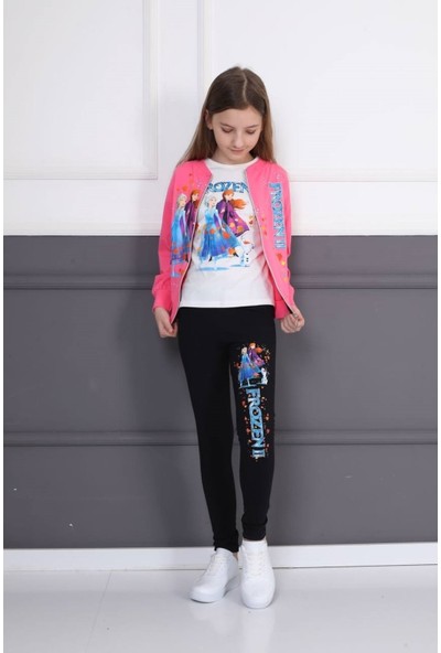 Harika Kids Kız Çocuk Elsa-Frozen 3'lü Takım (T-Shirt-Hırka-Tayt)