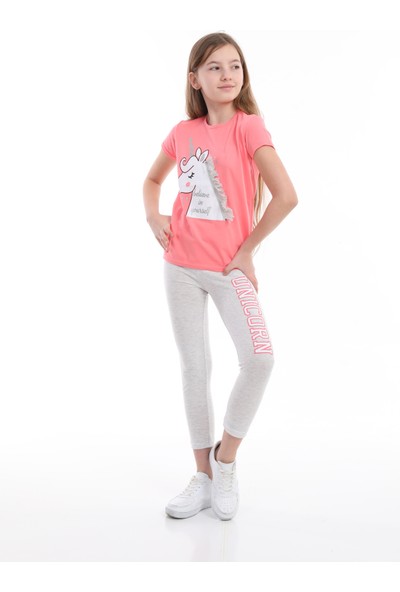 Harika Kids Kız Çocuk Unicorn Desen Basic Taytlı Takım