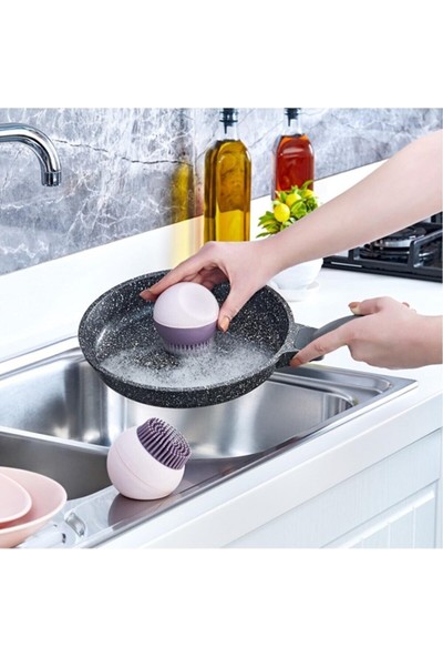 Elimin Ucunda Silikon Topuz Bulaşık Fırçası Elimin Ucunda Silikon Topuz Bulaşık Fırçası