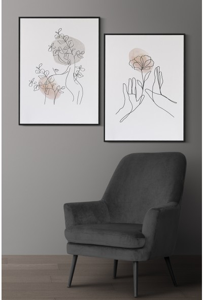 Posterist 2'li Çerçeveli Çizgisel Kadın Silüet Duvar Tablosu Posterist 2'li Çerçeveli Çizgisel Kadın Silüet Duvar Tablosu