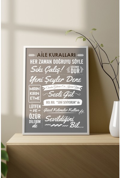 Posterist Aile Kuralları Çerçeveli Duvar Tablosu Posterist Aile Kuralları Çerçeveli Duvar Tablosu