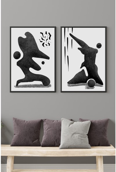 Posterist 2'li Çerçeveli Siyah Beyaz Soyut Duvar Tablosu Posterist 2'li Çerçeveli Siyah Beyaz Soyut Duvar Tablosu