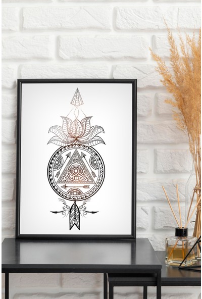 Posterist Etnik Lotus Çiçeği Çerçeveli Duvar Tablosu Posterist Etnik Lotus Çiçeği Çerçeveli Duvar Tablosu