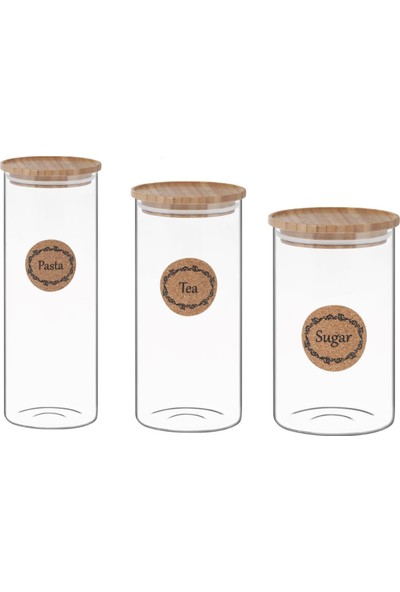 Perotti Borosilikat Cam Kavanoz - Erzak Kavanozu 3 Lü Set