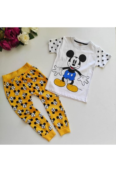 Kids Wear Mickey Mouse Desenli Erkek Çocuk Alt Üst Takım 2 Renk