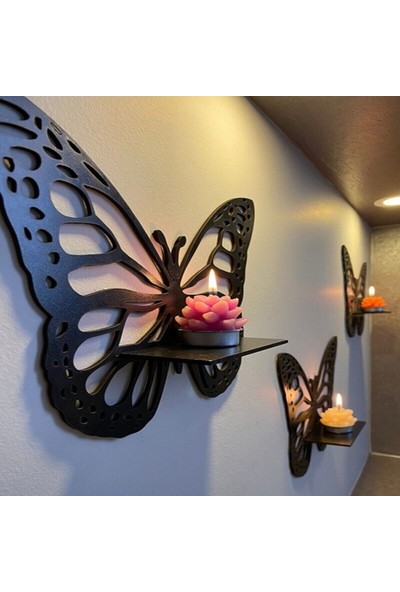 Tvs Dekoratif Kelebek Duvar Rafı 3'lü