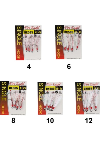 Fire Eagle Jig Iğne ve Shore Iğne Single Hook Dx 585 Çeşitli Boylarda