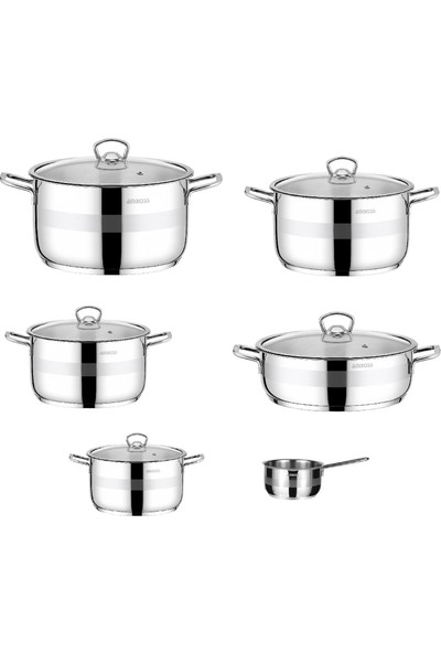 Amboss Saphire Çelik Tencere Seti Takımı 11 Prç.cam Kapaklı