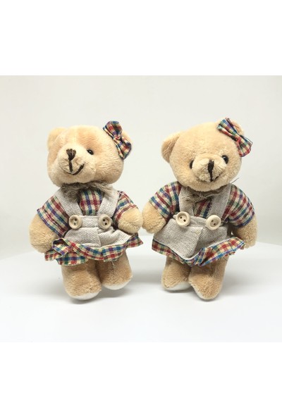 Gereksiz Şeyler Çift Peluş Ayıcıklı Anahtarlık Sevimli Kız Oyuncak Ayıcık