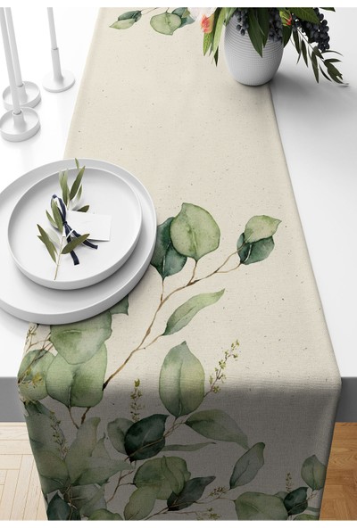 Kate Louise Botanik Çiçek Bohem Temalı 140X40 cm Dijital Baskılı Runner