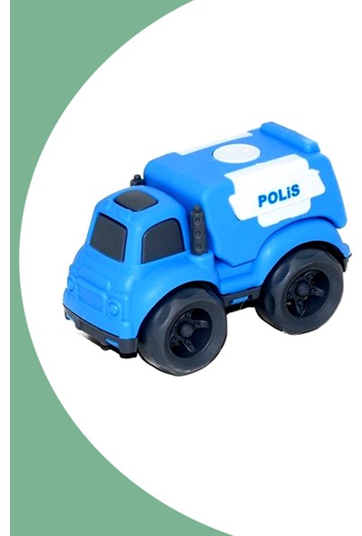 Canem Tekli Kırılmaz Harika Kamyonlar Sürtmeli 1 Adet - Mavi Polis Kamyonu -