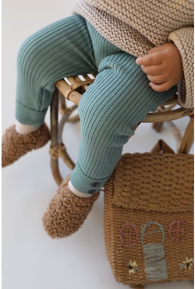 Gogo Bici Meriç Bebe Düğme Detaylı Fitilli Bebek Triko Tayt