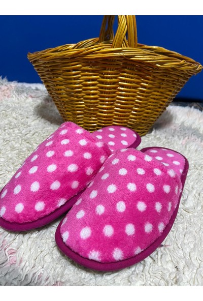 Linosso Kadın Pembe Puantiye Çeyiz Bohça Misafir Ev Terliği