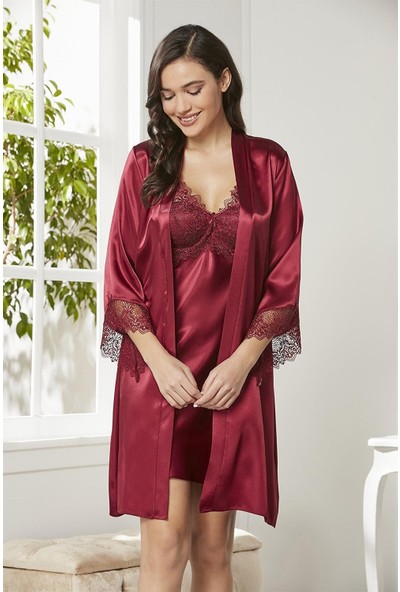 Pierre Cardin 6040 Altılı Saten Gecelik - Sabahlık Takımı