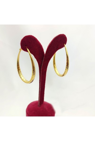 Ey Fashion Triseli Halka Orta Boy Altın Kaplama Küpe