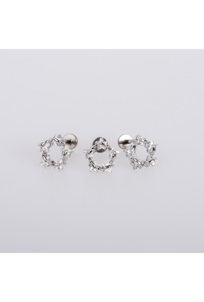 Ey Fashion 316L Cerrahi Çelikyuvarlak Yıldız Detaylı Zirkon Taşlı Piercing Tragus Ey Fashion 316L Cerrahi Çelikyuvarlak Yıldız Detaylı Zirkon Taşlı Piercing Tragus