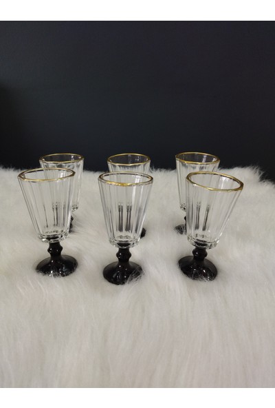 Star Glass Siyah Kahve Yanı Su Bardağı 6'lı