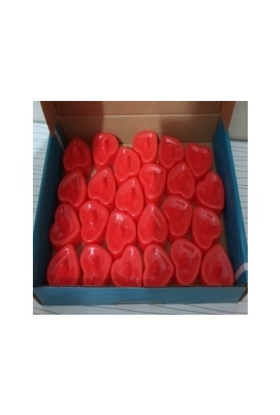 esilay shop LED Işıklı Kalp Şekilli Kırmızı Mum 24'lü Paket esilay shop LED Işıklı Kalp Şekilli Kırmızı Mum 24'lü Paket