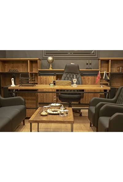 Deryawood Masif Ağaç Ofis Takımseti 140 cm