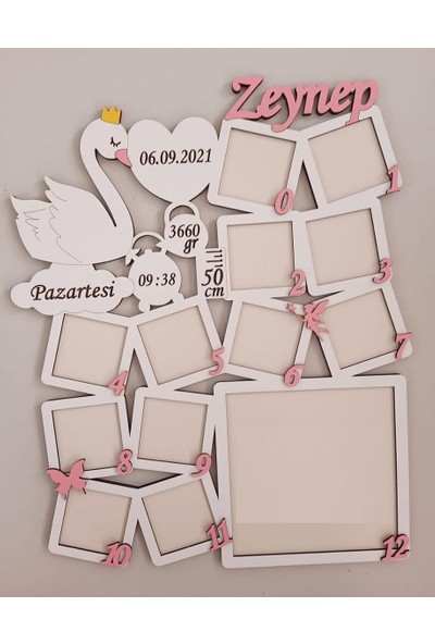 Kuğu Figürlü 12 Resimli Doğum Günü Panosu Kuğu Figürlü 12 Resimli Doğum Günü Panosu