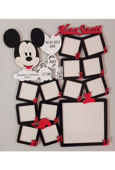 Micky Mouse-1 Figürlü 12 Resimli Doğum Günü Panosu Micky Mouse-1 Figürlü 12 Resimli Doğum Günü Panosu