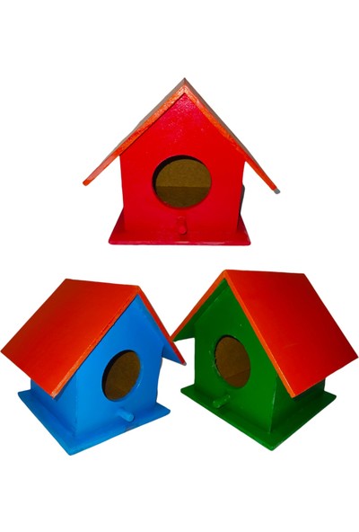 Değerli Hobi Ahşap Kuş Yuvası 3'lü Takım 10X10X13 cm Değerli Hobi Ahşap Kuş Yuvası 3'lü Takım 10X10X13 cm