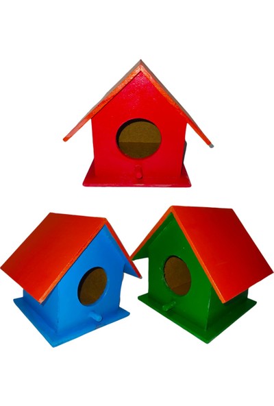 Değerli Hobi Ahşap Kuş Yuvası 3 Adet 10X10X13 cm Değerli Hobi Ahşap Kuş Yuvası 3 Adet 10X10X13 cm