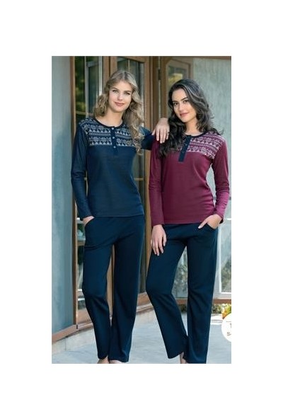 Feyza Jakarlı Eşli Bayan Pijama Takım 1803 - Lacivert