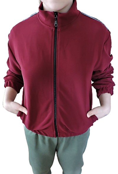 Hay-Lem Kadın Fermuarlı Bordo Sweat