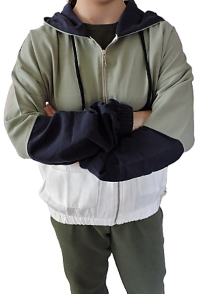 Hay-Lem Kadın Keten Kapüşonlu Bomber Ceket