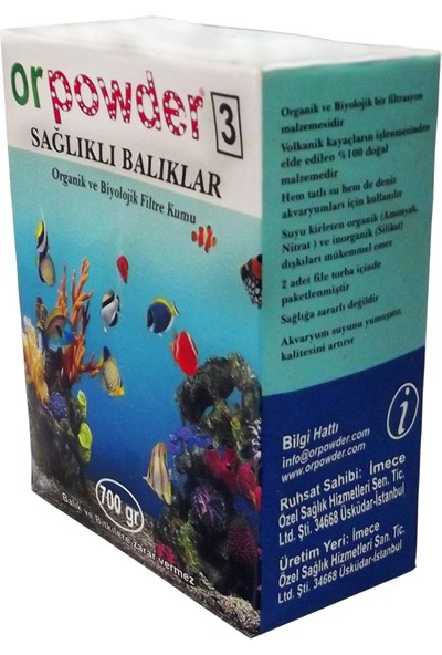 Orpowder 3 Organik ve Biyolojik Filitre Kumu