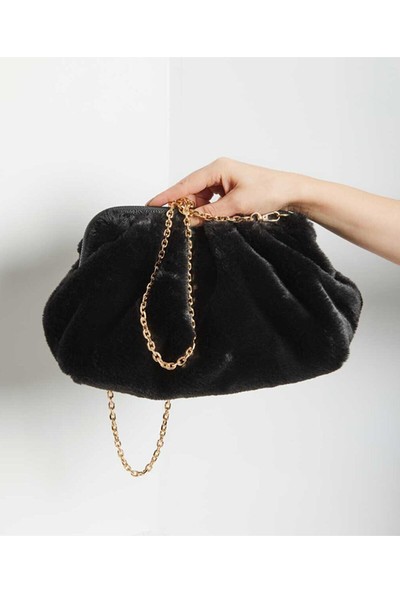 Y-Ours Fluffy Siyah Portföy Çanta