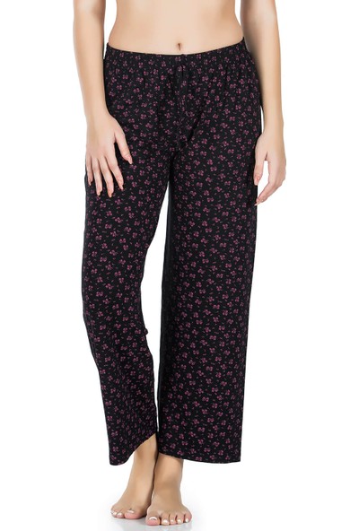 Derya Kurşun Desenli Geniş Paça Pantolon 025-D03