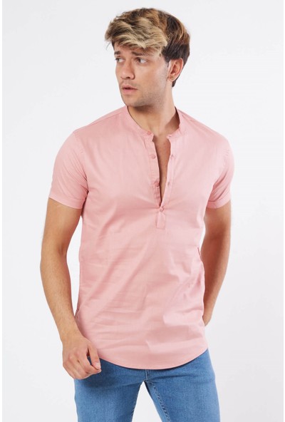 Erkek Hakim Yaka Fitilli Pembe Gömlek Erkek Hakim Yaka Fitilli Pembe Gömlek