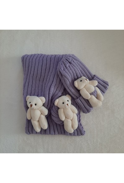 Kavin Kids Ayıcıklı Atkı-Bere Takım