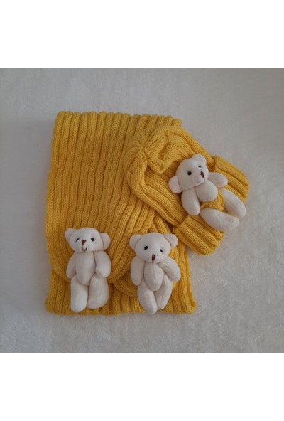 Kavin Kids Ayıcıklı Atkı-Bere Takım
