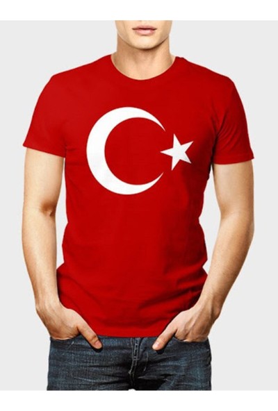 Nacar Uni Kırmızı Türk Bayraklı T-Shirt