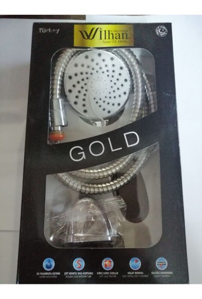 Gold Duş Seti 3 Fonksiyonlu Duş Başlığı Spirali Mafsallı