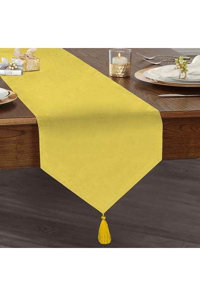 Sister Home Design Sarı Renkli Üçgen Püsküllü Ranır - Runner Sister Home Design Sarı Renkli Üçgen Püsküllü Ranır - Runner