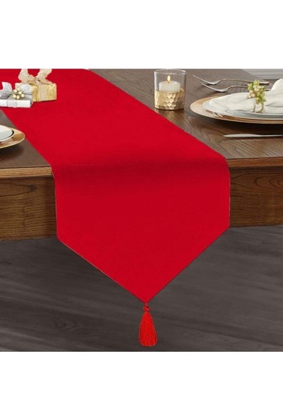 Sister Home Design Kırmızı Renkli Üçgen Püsküllü Ranır - Runner Sister Home Design Kırmızı Renkli Üçgen Püsküllü Ranır - Runner