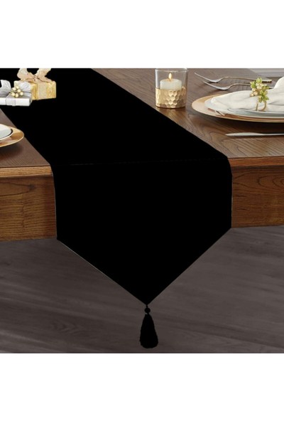 Sister Home Design Siyah Renkli Üçgen Püsküllü Ranır - Runner