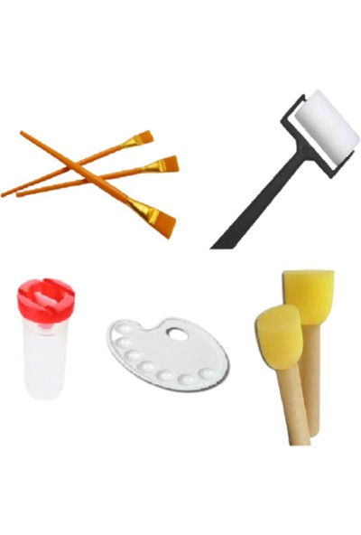 Arthobi Palet Su Kabı Rulo Fırça ve Ponpon Fırça Metal Spatula Arthobi Palet Su Kabı Rulo Fırça ve Ponpon Fırça Metal Spatula