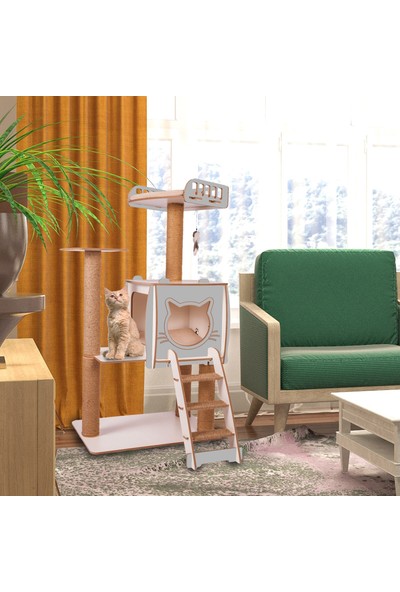Pati Homes Teraslı Katlı Kedi Oyun Evi - Kedi Tırmalaması Buz Gri Pati Homes Teraslı Katlı Kedi Oyun Evi - Kedi Tırmalaması Buz Gri