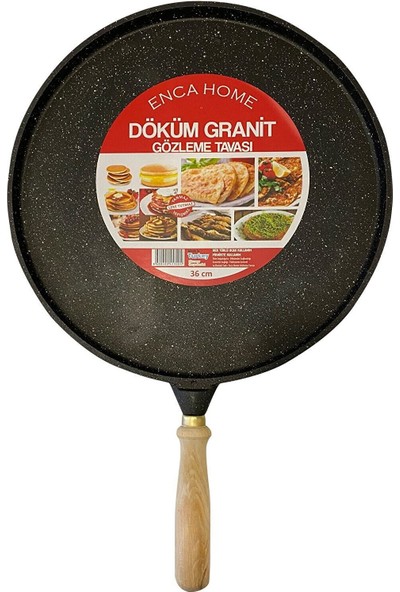 Enca Home Döküm Granit 36 cm Basık Gözleme Tavası Enca Home Döküm Granit 36 cm Basık Gözleme Tavası