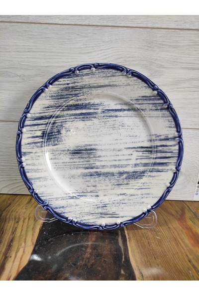 Sebat Home Mavi-Beyaz Çizgili Porselen Servis Tabağı 6’lı Sebat Home Mavi-Beyaz Çizgili Porselen Servis Tabağı 6’lı